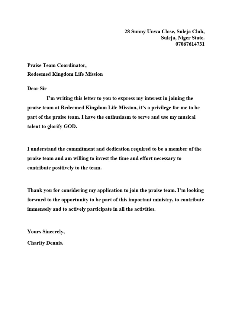 Application Letter 1 | PDF