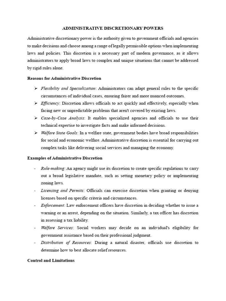 Understanding Administrative Discretion | PDF | Rule Of Law | Writ