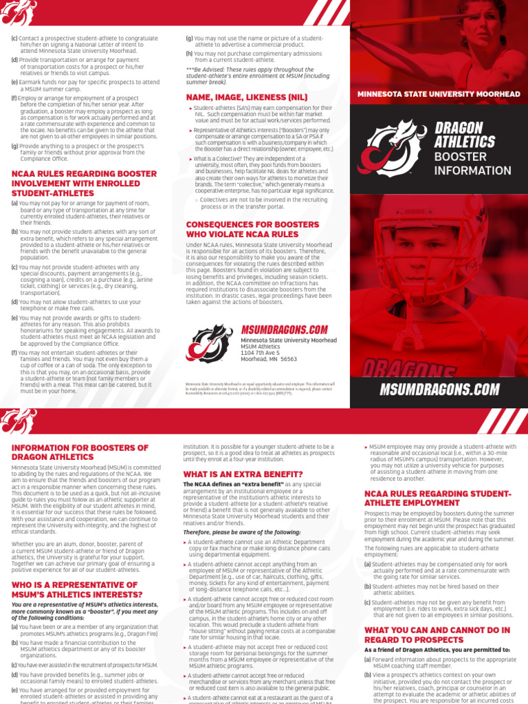 Dragon Booster Info Brochure 11x8.5-V4 | PDF | Employment | National Collegiate Athletic Association