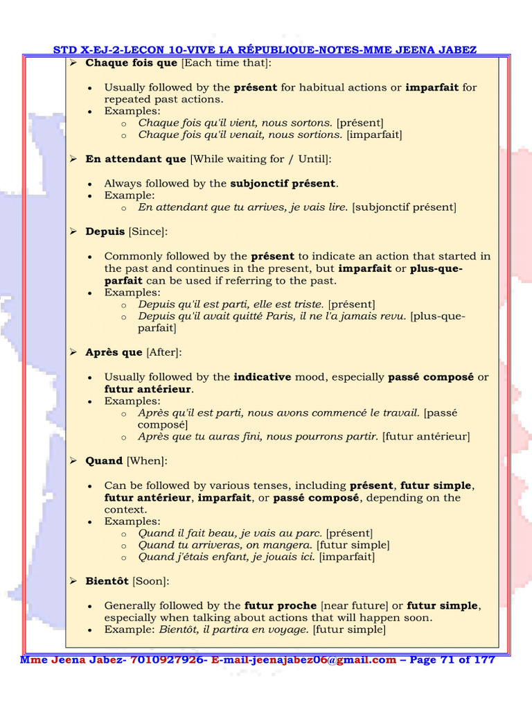 CBSE Class 10 French Lecon 10 Study Material Part 4 French Medium PDF ...