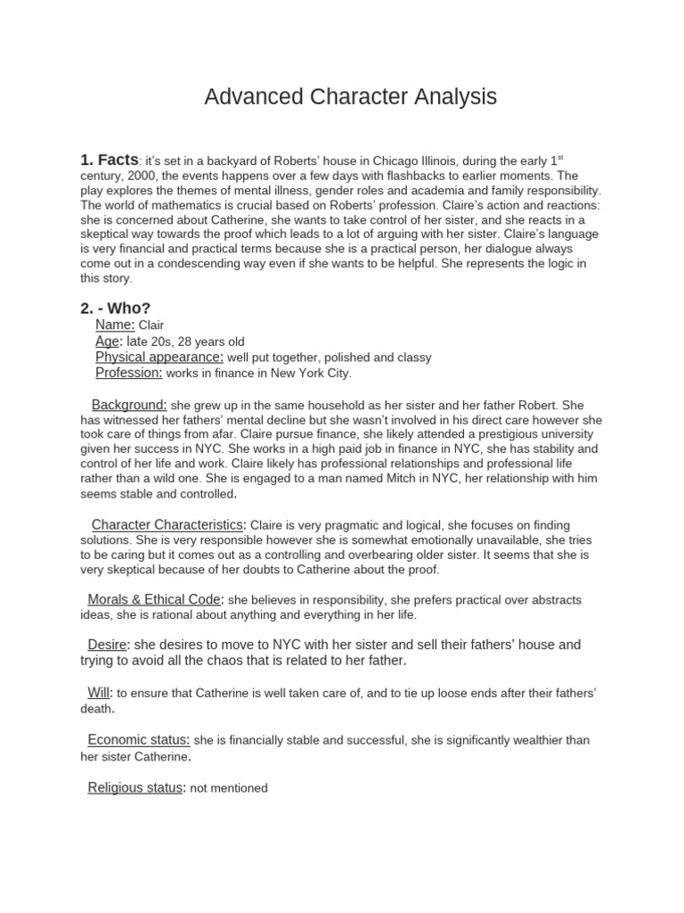 Claire's Control: A Character Study | PDF | Behavioural Sciences ...
