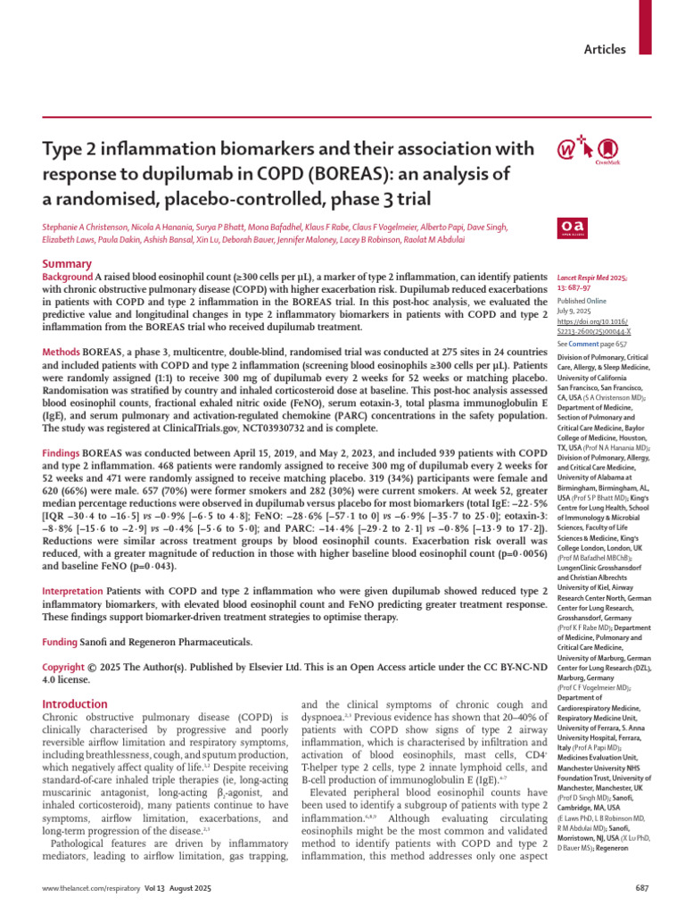Dupilumab in Copd (Boreas) 2025 | PDF | Chronic Obstructive Pulmonary ...