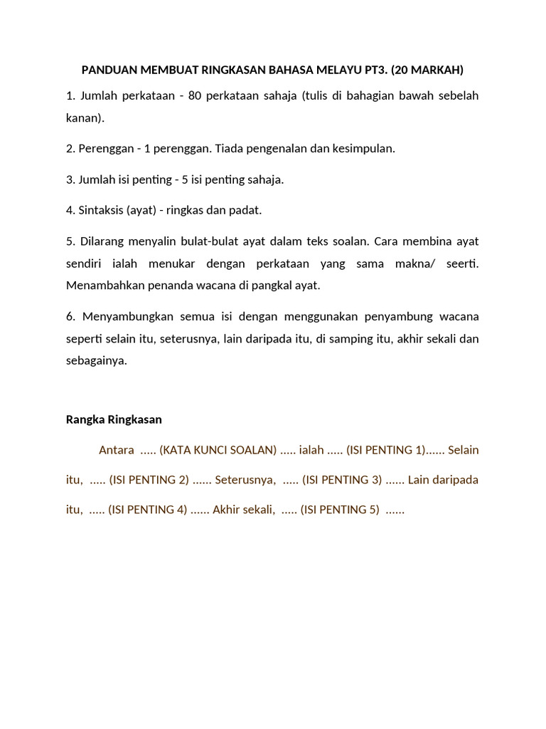 Nota Ringkasan Kertas 1 | PDF