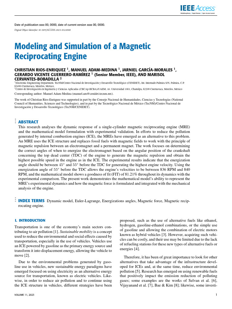 Magnetic Reciprocating Engine Modeling | PDF | Engines | Lagrangian ...