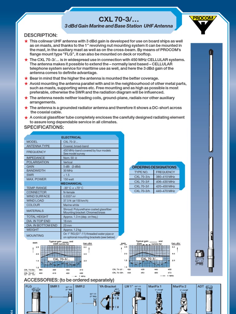 CXL 70-3 | PDF | Antenna (Radio) | Coaxial Cable