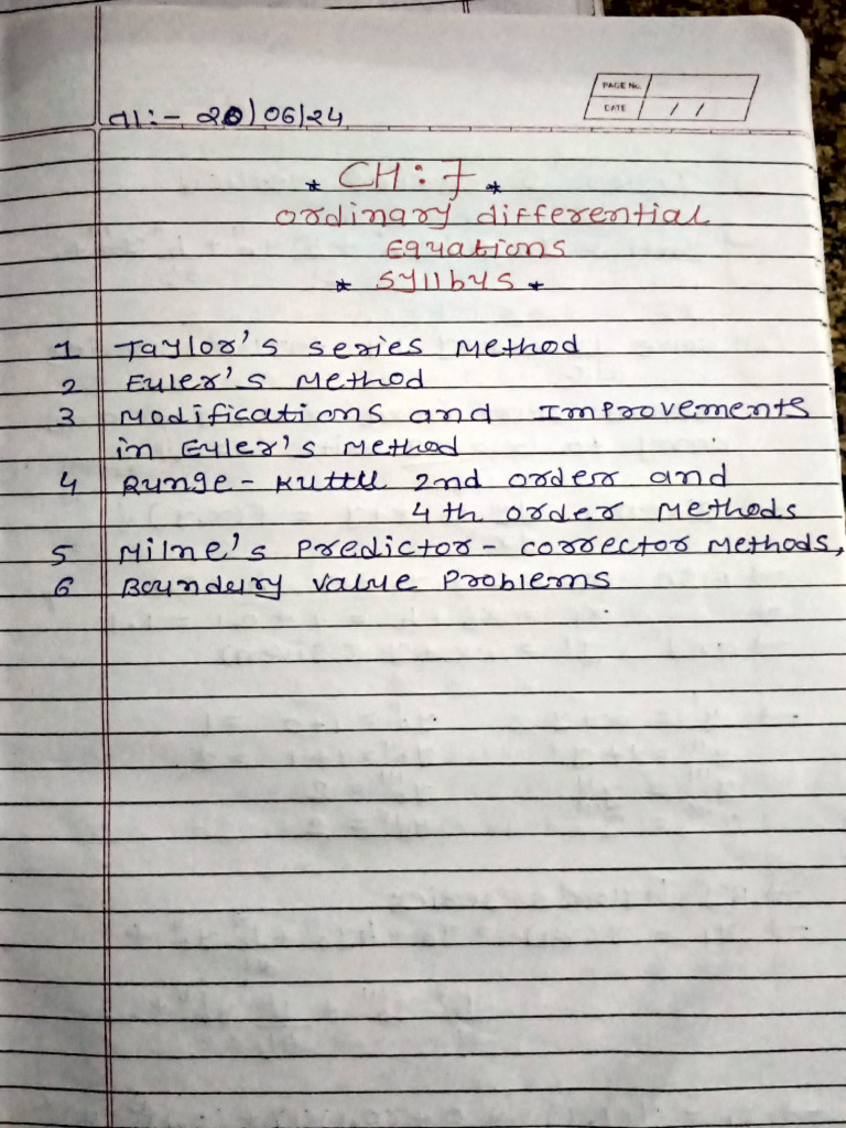 CH - 7 (Ordinary Differential Equations) | PDF | Equations | Mathematical Objects