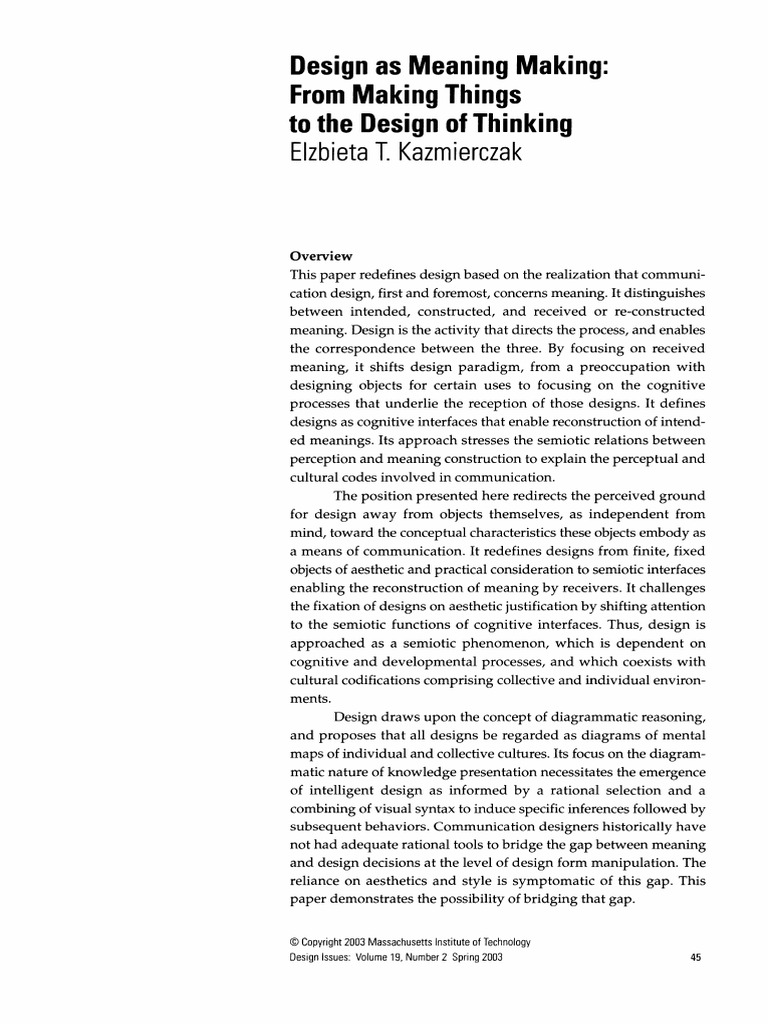 Redefining Design Through Meaning Making | PDF | Experience | Semantics
