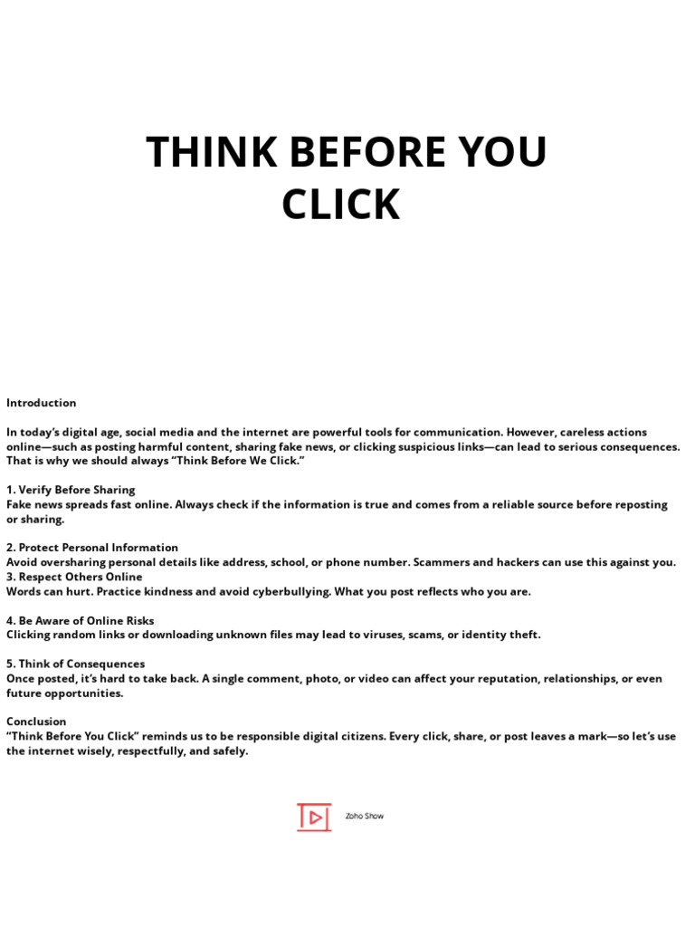 Think Before You Click: Internet Safety Guide | PDF