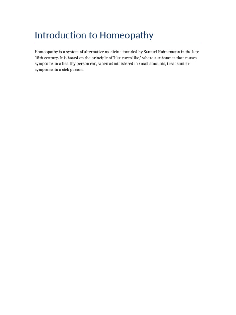 Document 1 Introduction To Homeopathy | PDF