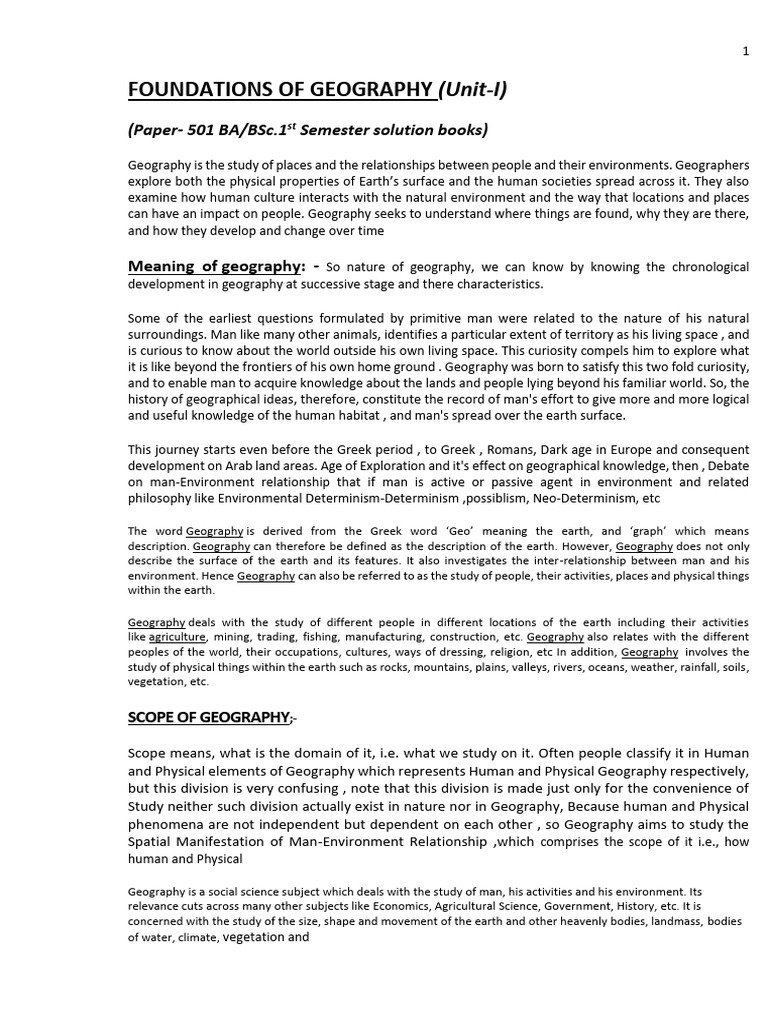 Foundations of Geography-501 Whole (Meaning,Scope) | PDF | Geography ...