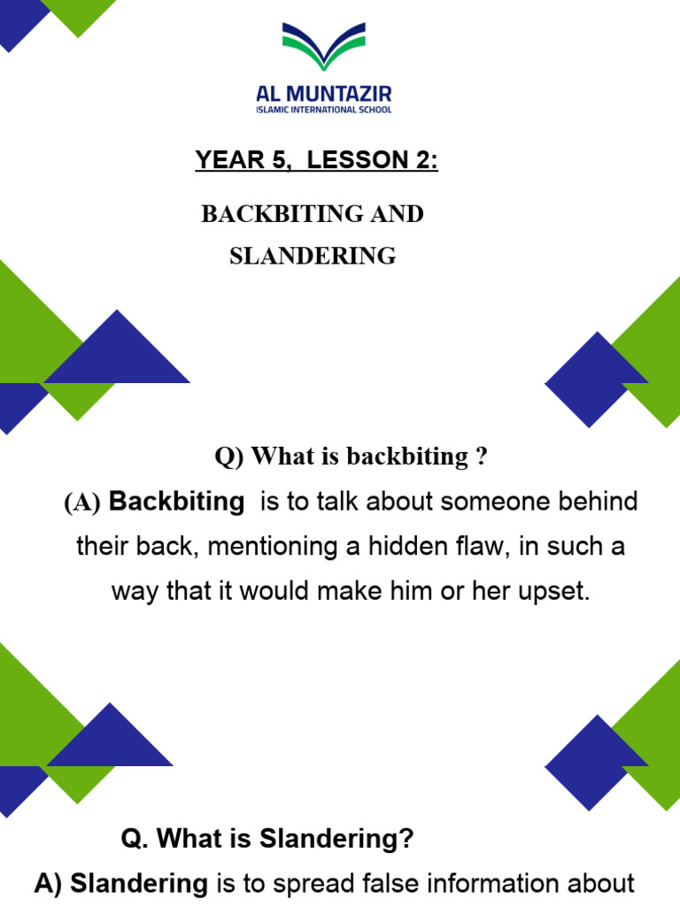 Lesson 02 Backbiting and Slandering (Notes) | PDF