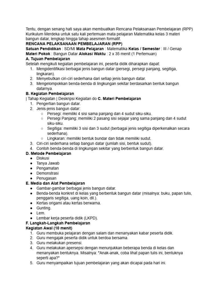 Buatkan Saya RPP Kumer Satu Kali Pertemuan Secara ... | PDF