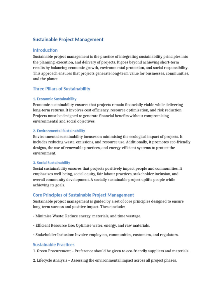 Sustainable Project Management Essentials | PDF | Sustainability ...