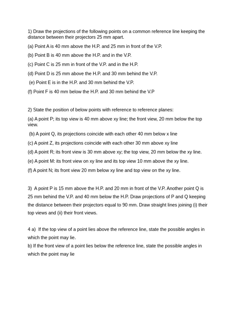Assignment Projection of Points | PDF