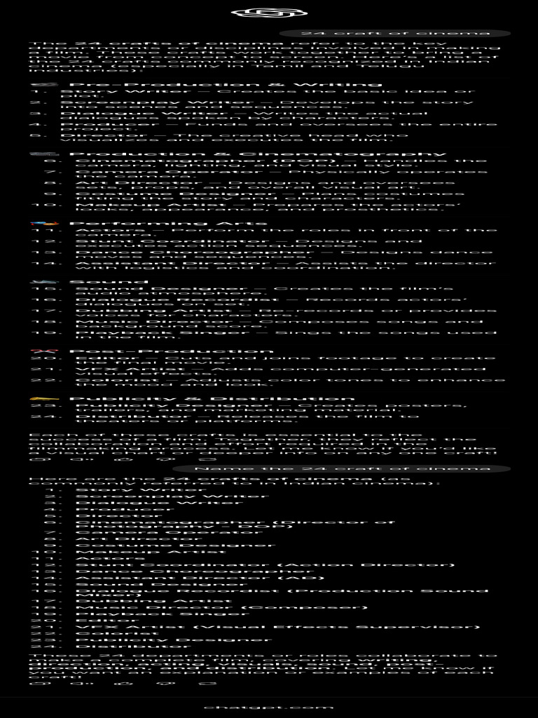 24 Cinema Crafts Overview | PDF