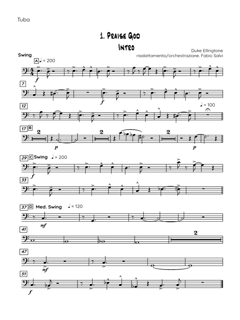 1 - Praise God Intro - Tuba | PDF