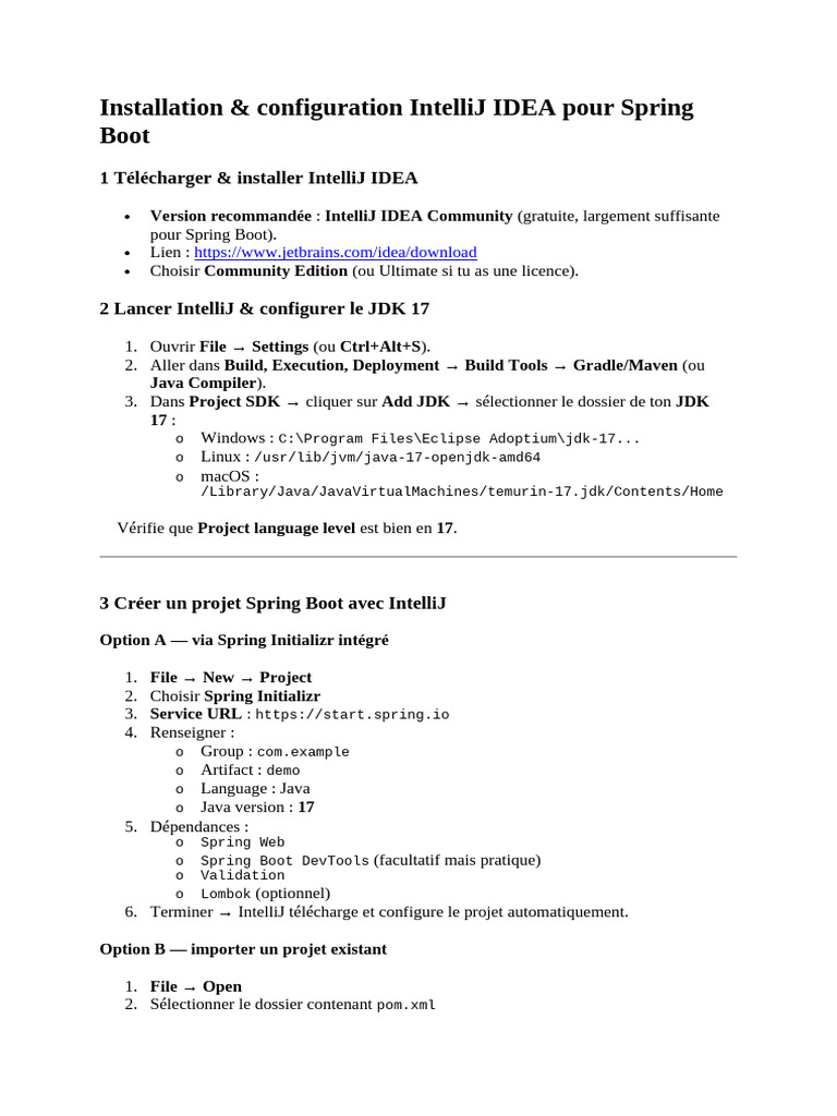 Installer IntelliJ IDEA pour Spring Boot | PDF | Java (Langage de ...
