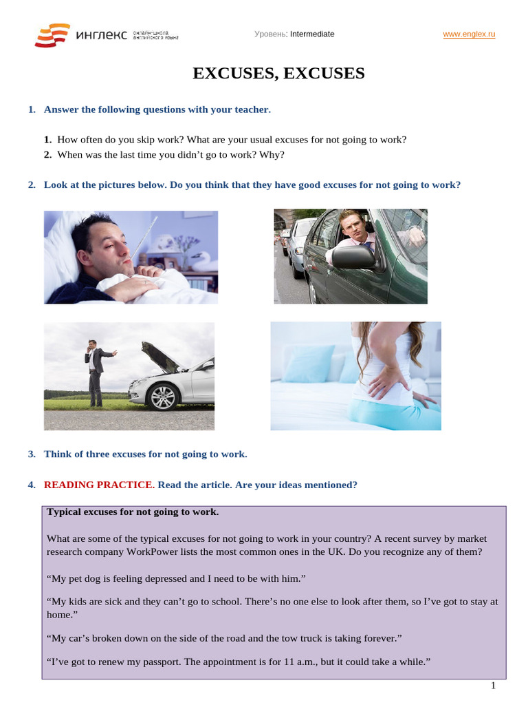 Common Work Excuses Explained | PDF