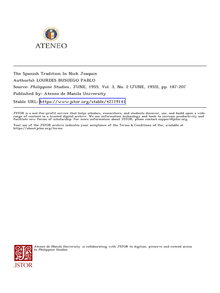 Busuego - The Spanish Tradition in Nick Joaquin | PDF | Philippines | Spain