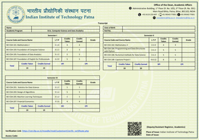 Semester III Transcript | PDF