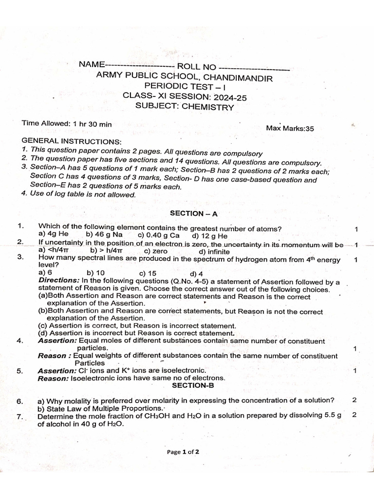 Chemistry PT 1 | PDF