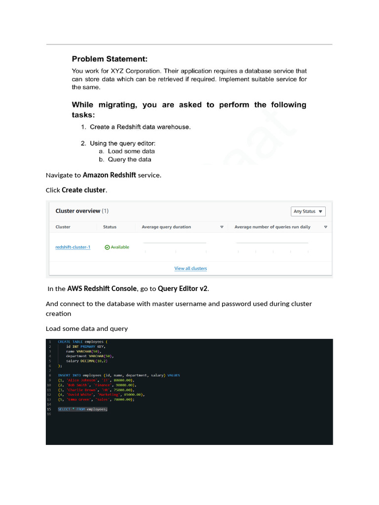 Redshift Assignment | PDF