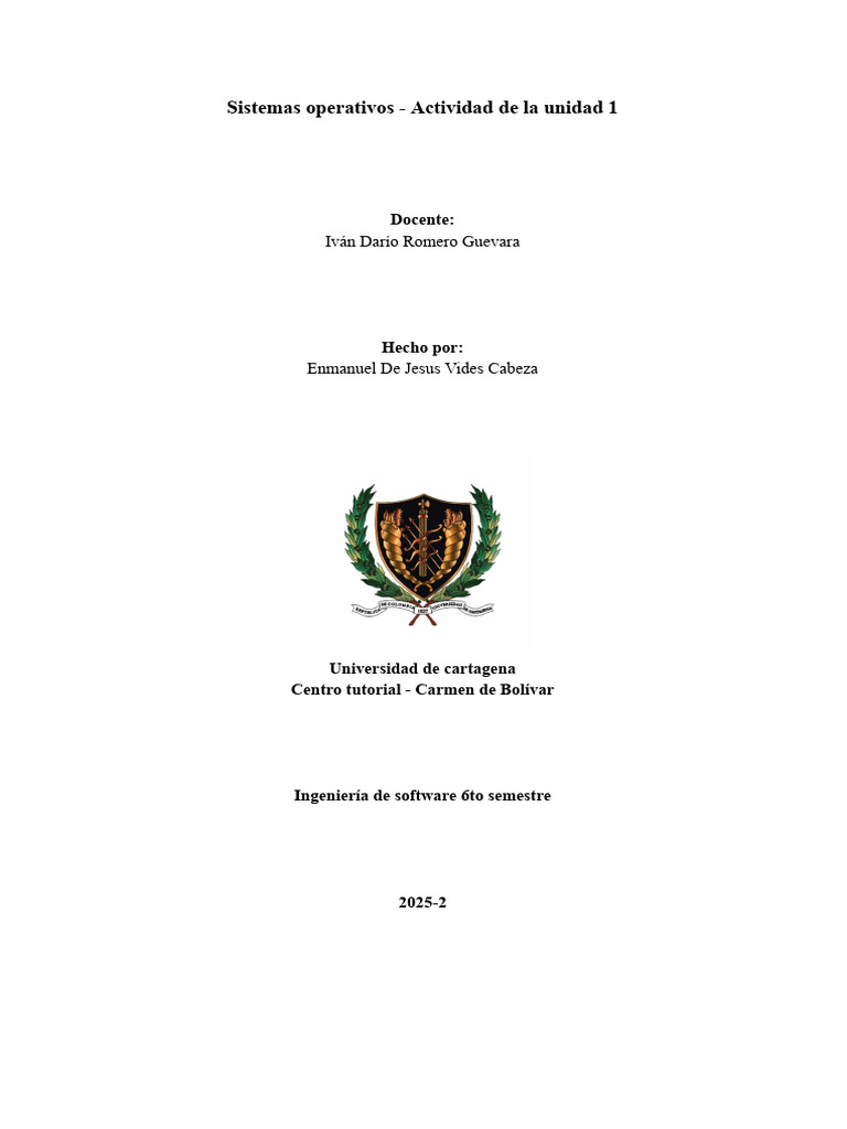 Sistemas Operativos - Actividad de La Unidad 1, Puntos 1,2,3 y 4 | PDF | Sistema operativo ...