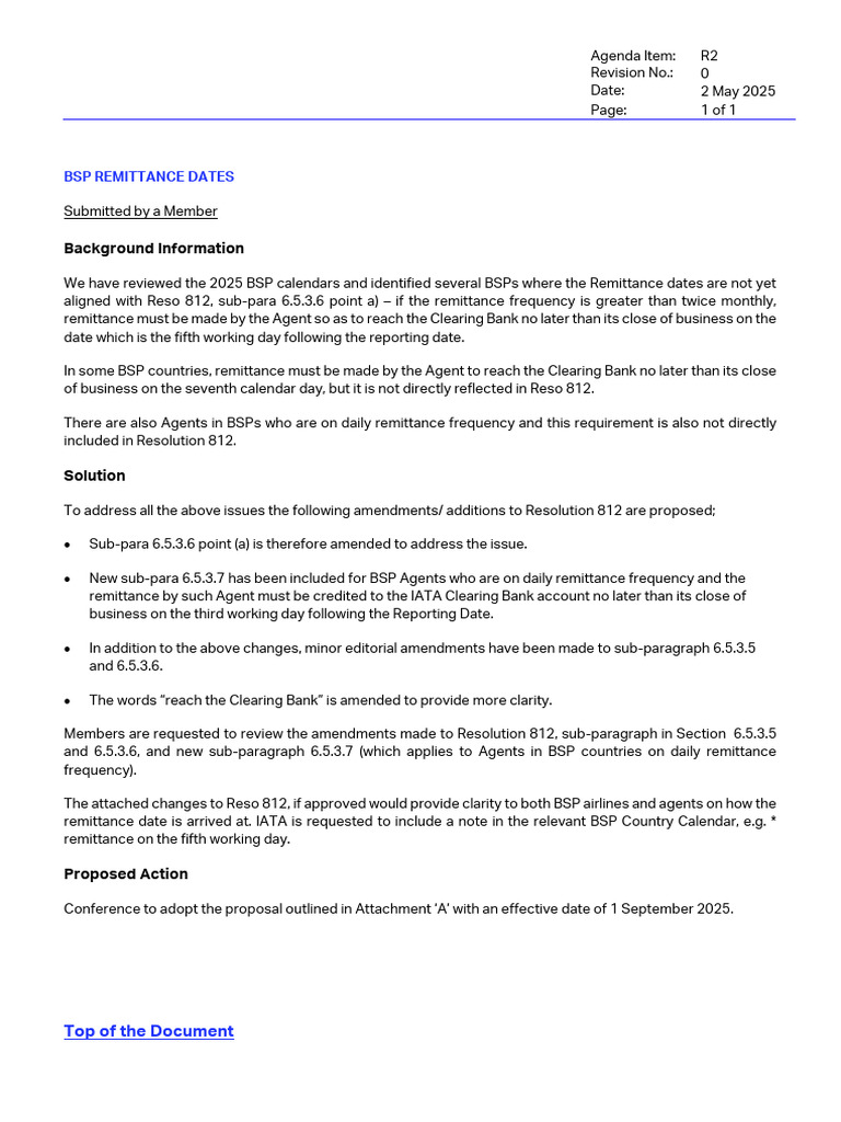 PAConf47 - R2 BSP Remittance Dates | PDF | Clearing (Finance)