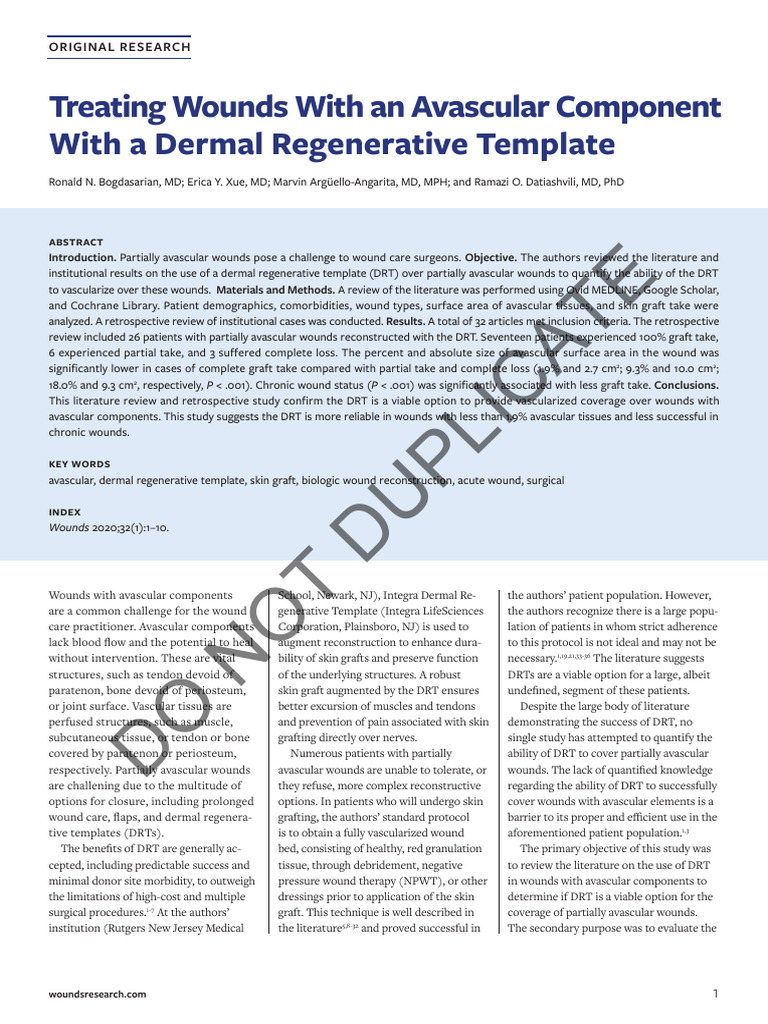 Bogdasarian RN Treating Wounds With An Avascular Component With A ...