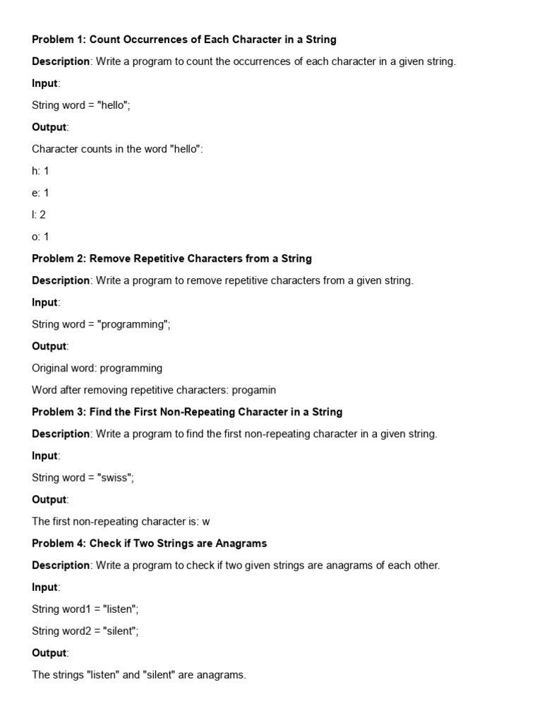 String Manipulation Programming Tasks | PDF | String (Computer Science ...