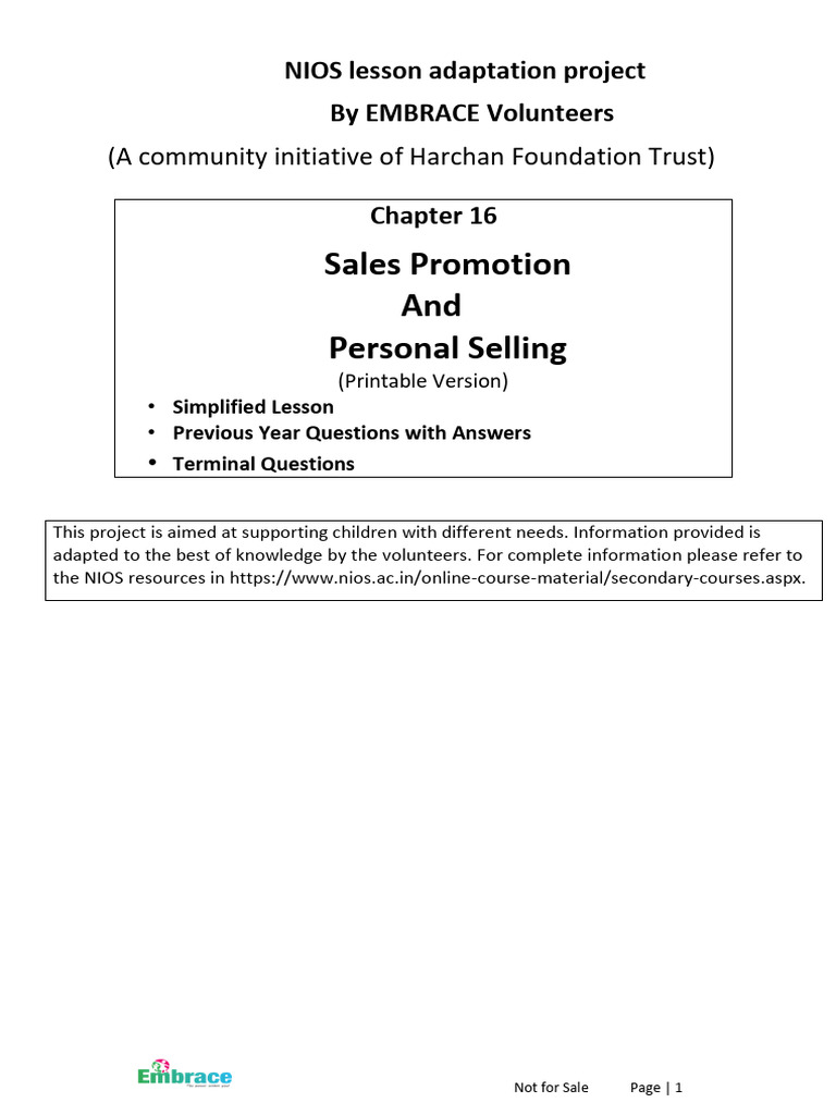 Sales Promotion and Personal Selling Guide | PDF | Sales | Marketing