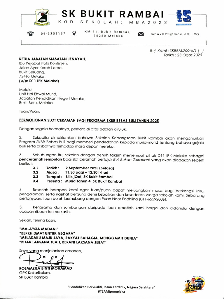 Surat Ceramah PDRM D11 | PDF