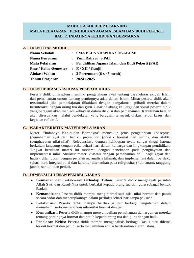 Indahnya Kehidupan Bermakna dalam PAI | PDF