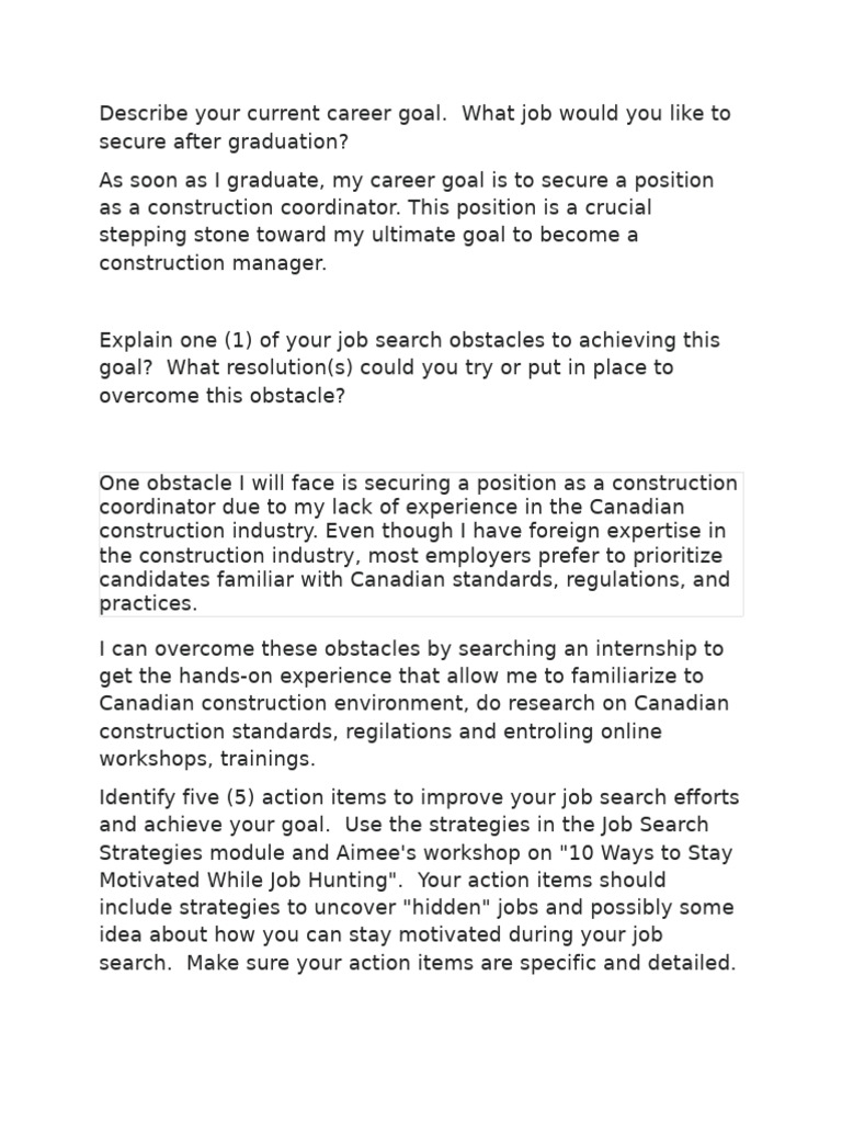 Career Goals and Job Search Strategies | PDF | Résumé | Goal