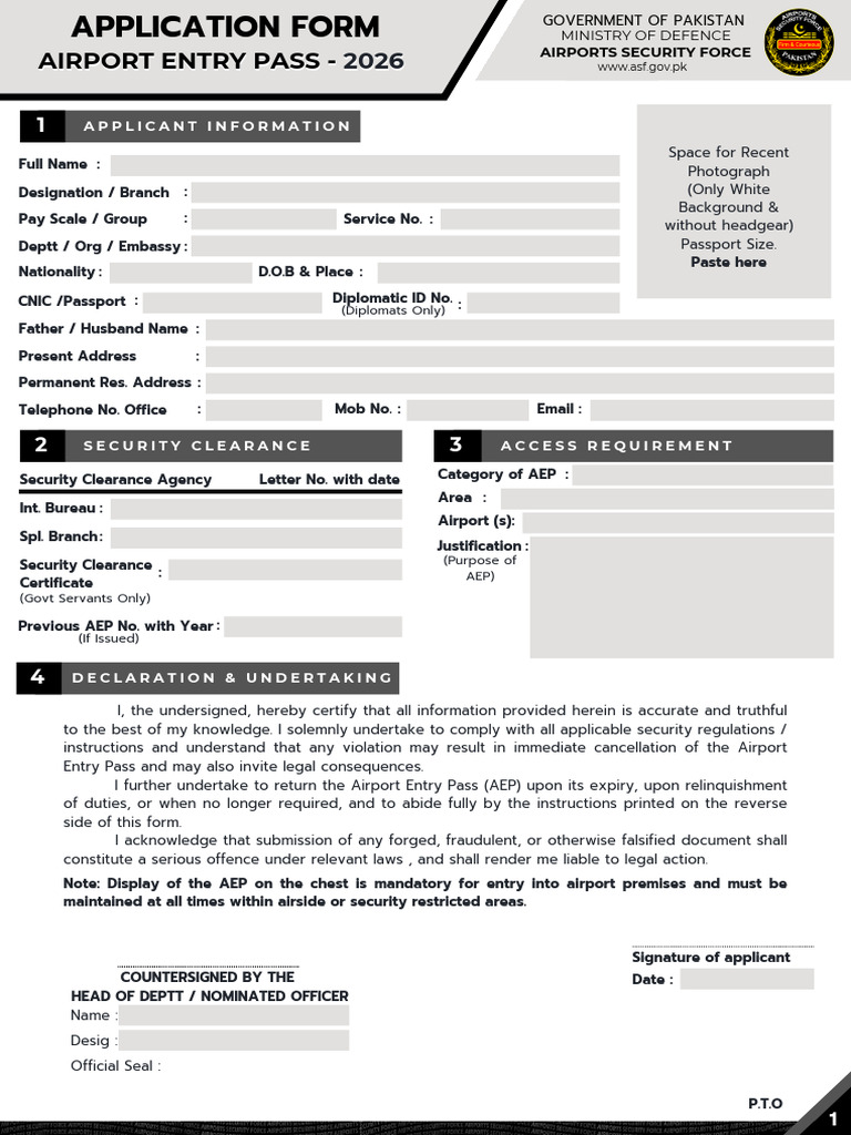 Airport Entry Pass Application 2026 | PDF | Airport Security | Government