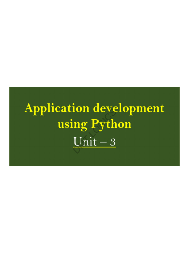 Application Devt Using Python (Unit-3) | PDF