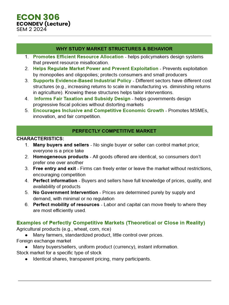 Econ 306 - Market Structures & Behavior | PDF | Market (Economics ...