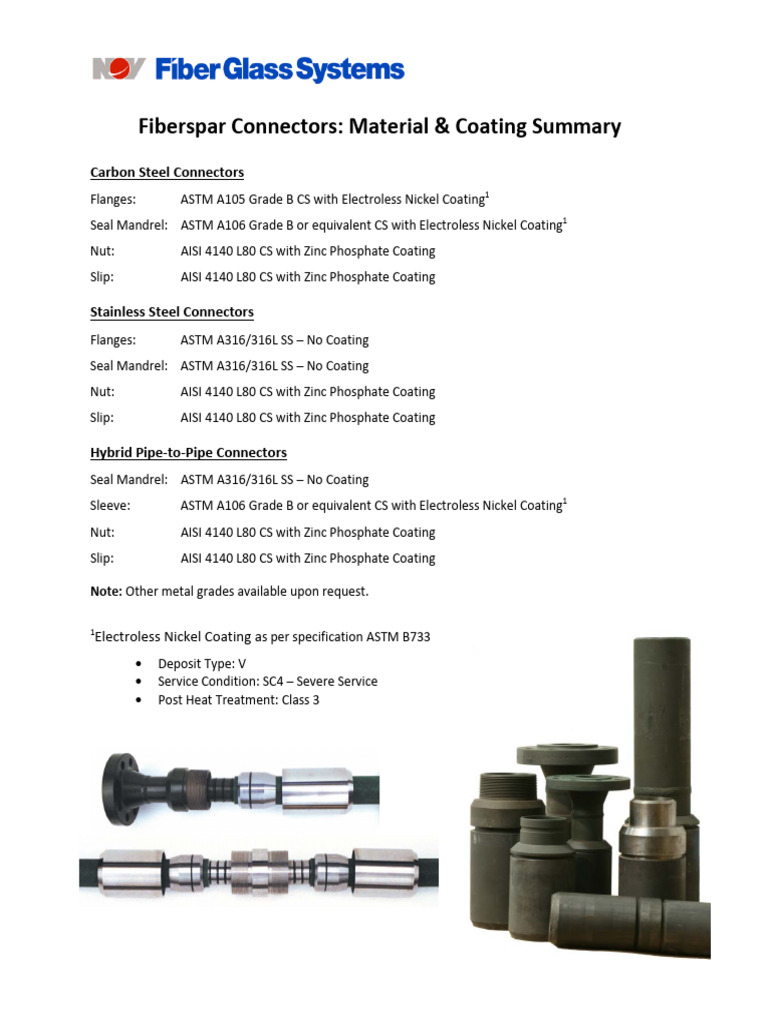 Fiberspar Connectors - Material Coating Summary | PDF
