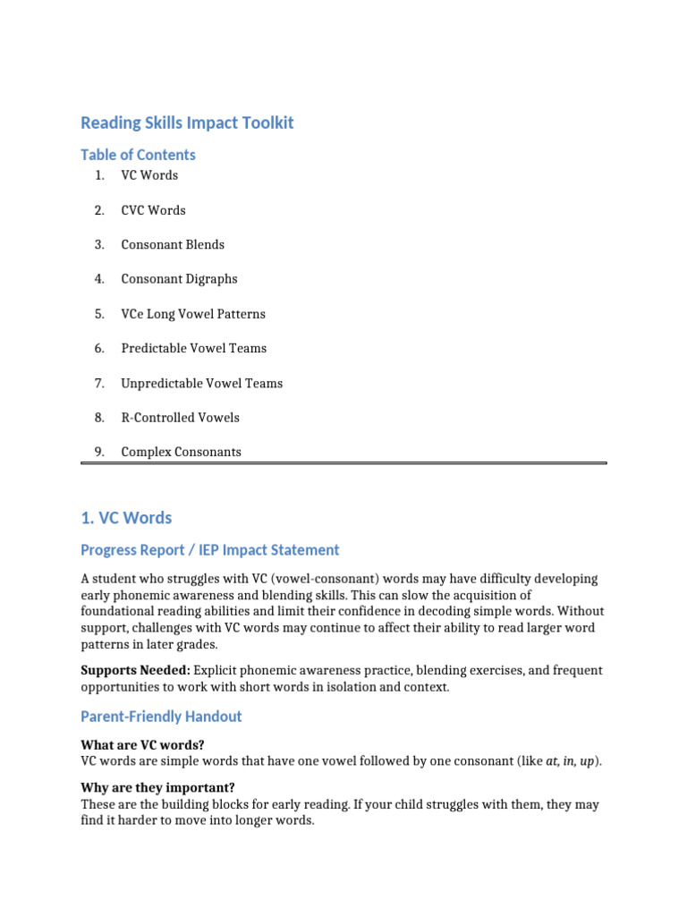 Reading Skills Impact Toolkit | PDF | Phonics | Phonetics