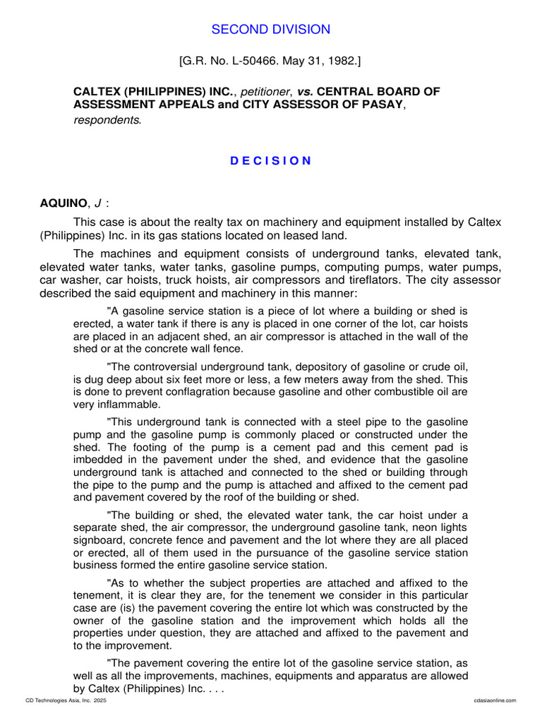 Caltex (Philippines) Inc. v. Central Board of Assessment Appeals | PDF | Appeal | Property Tax