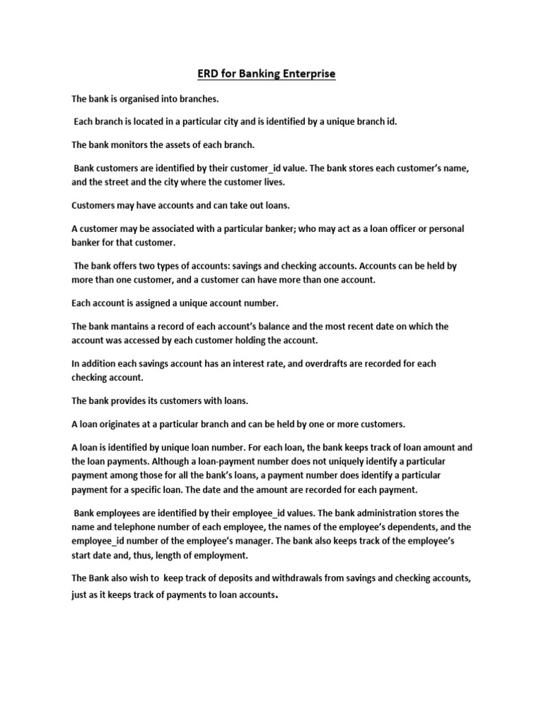 ERD For Banking Enterprise | PDF