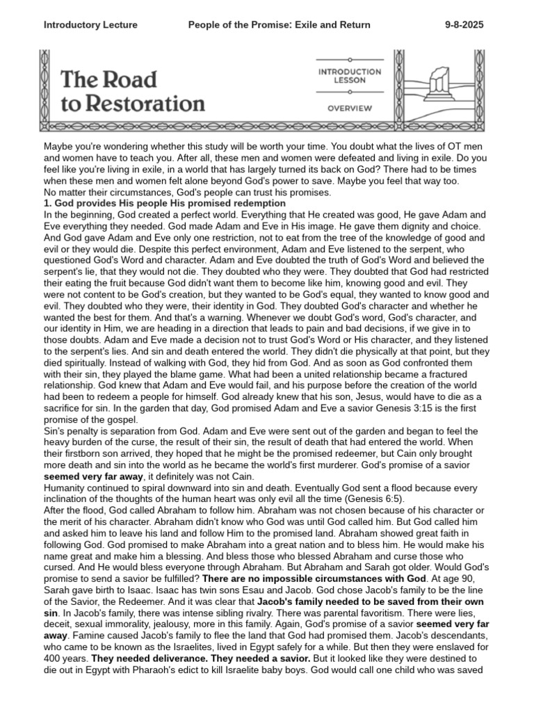 Road To Restoration | PDF