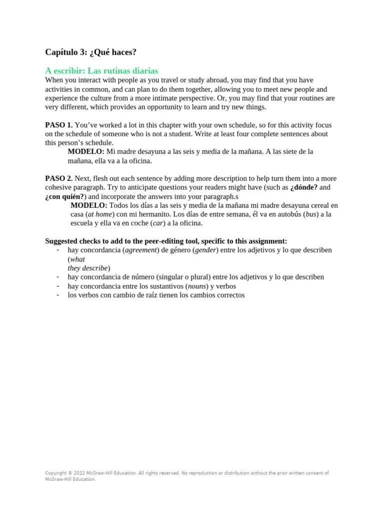 Conectate3e Writing Prompts Chapter03 | PDF