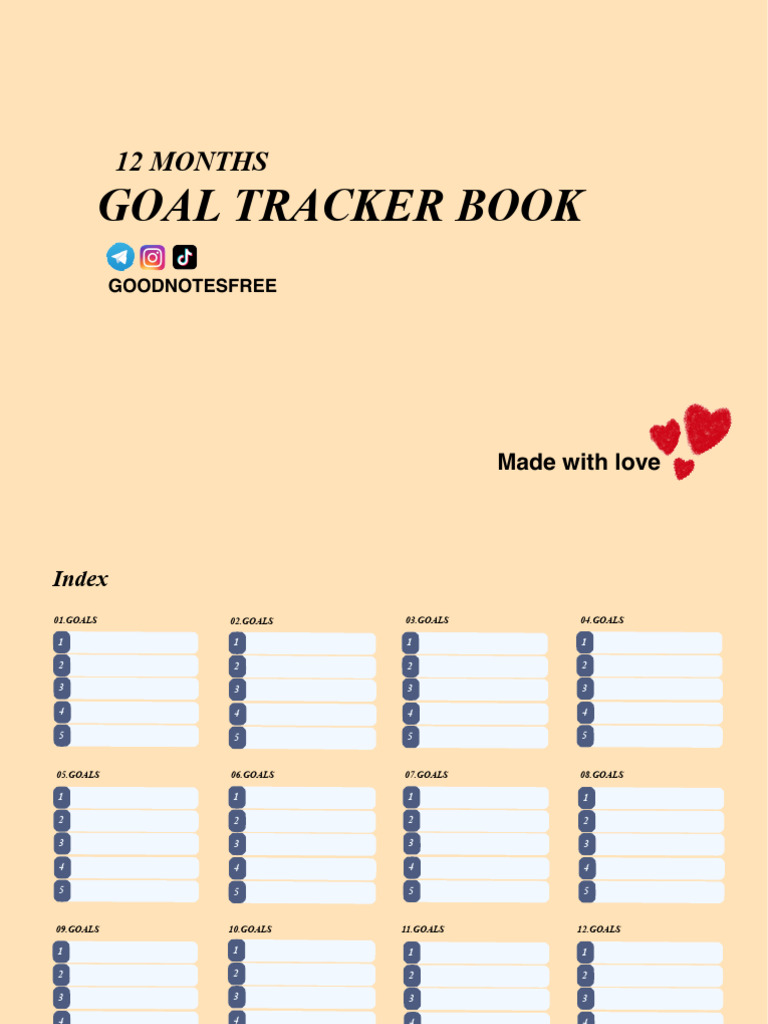 12-Month Goal Tracker Book | PDF