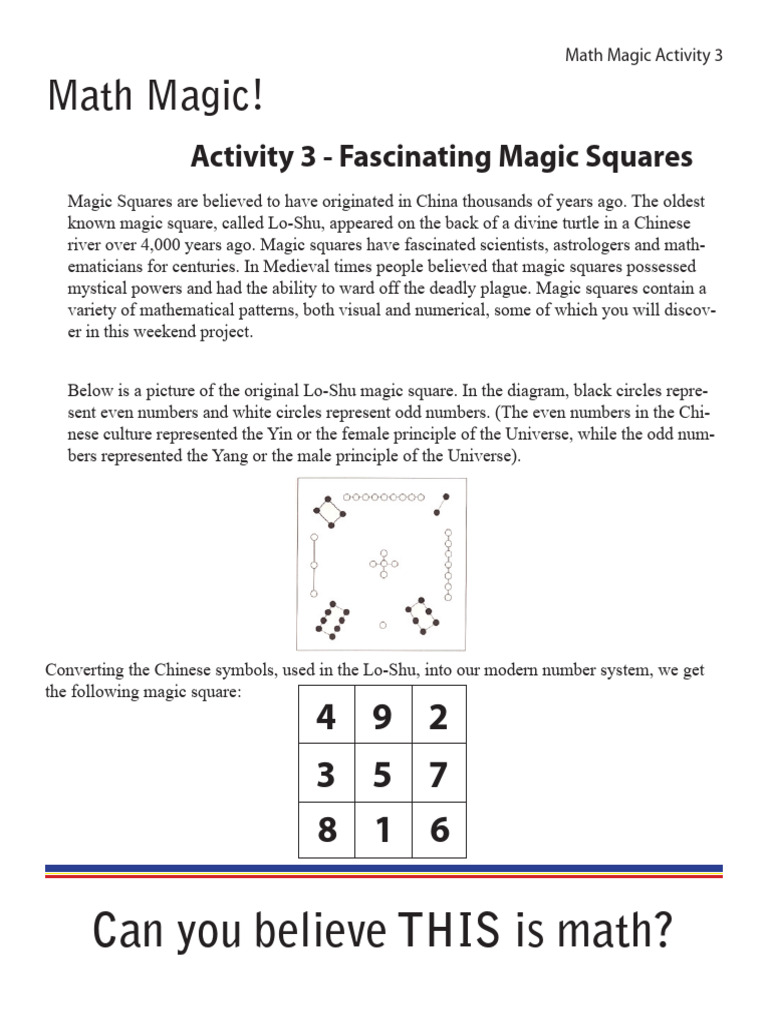 7 3 Fascinating Magic Squares | PDF | Yin And Yang | Mathematics