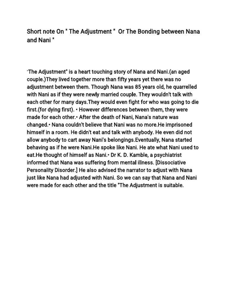 Adjustment Short Note | PDF