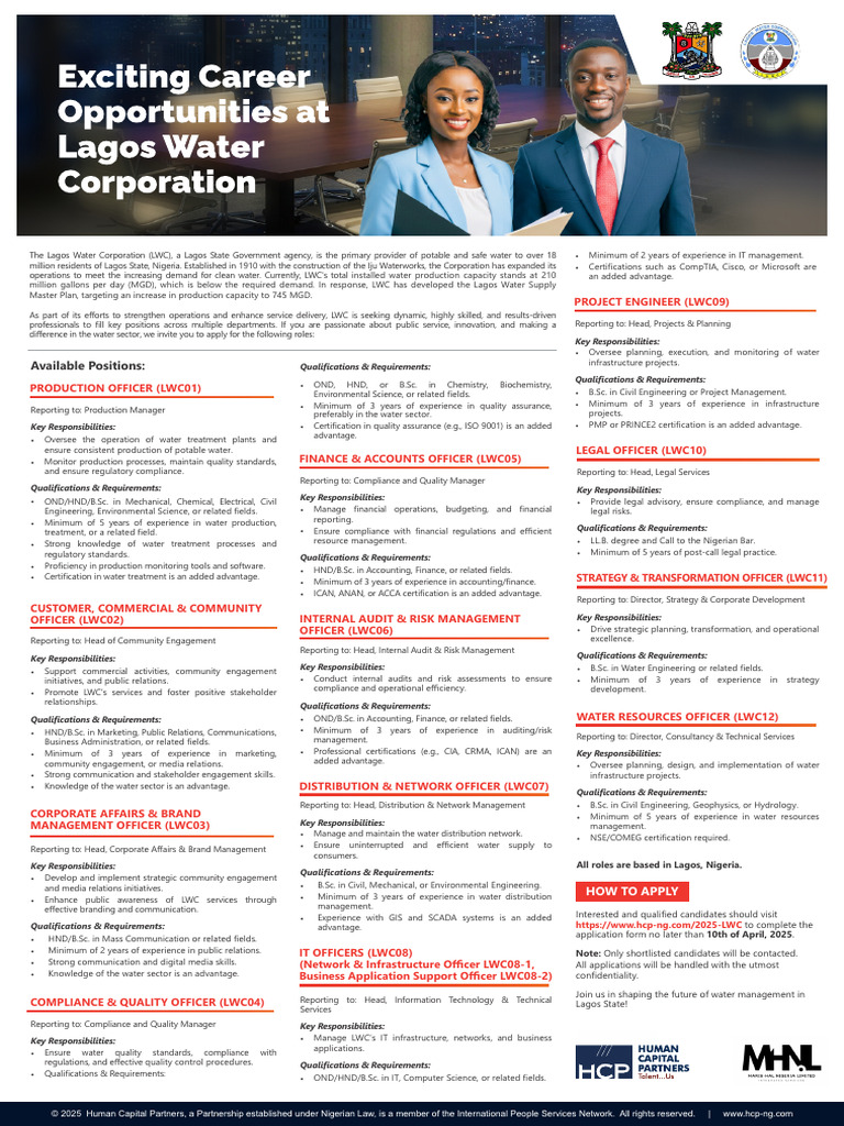 Lagos Water Corporation-Advert | PDF | Regulatory Compliance | Internal ...