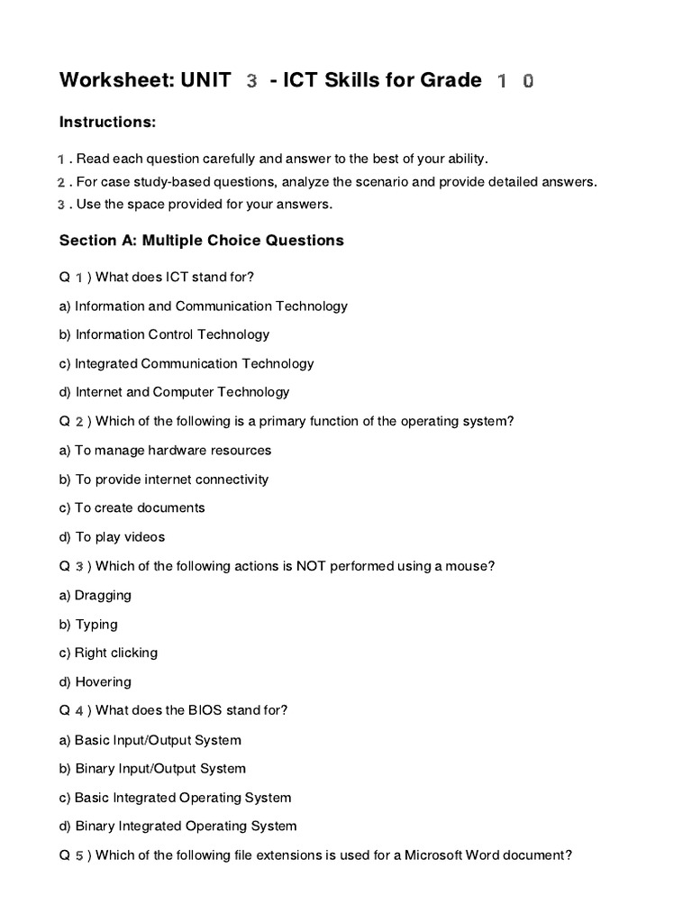 ICT Skills Assessment for Grade 10 | PDF | Computer Virus | Computer File