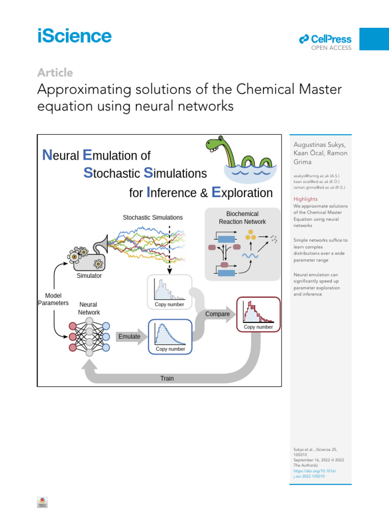 Neural Networks for Chemical Master Equation | PDF | Simulation ...