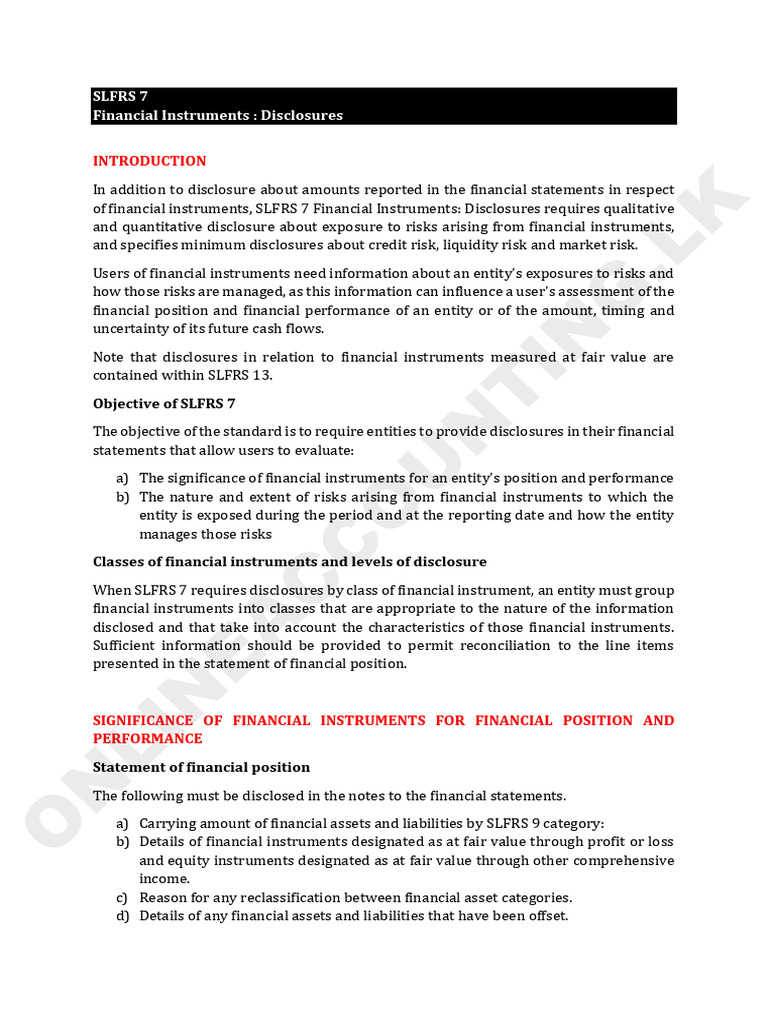 1647629753financial Instrument - Part 4 (SLFRS 7) | PDF | Fair Value | Risk